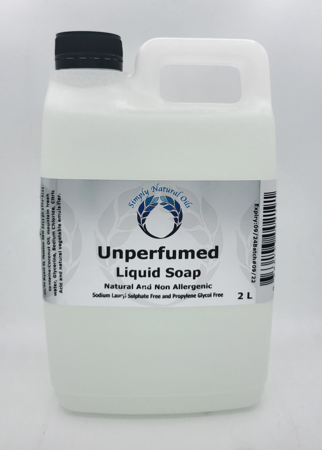 Unperfumed Liquid Soap 2 Litre – Simply Natural Oils ( Aust ) Pty Ltd